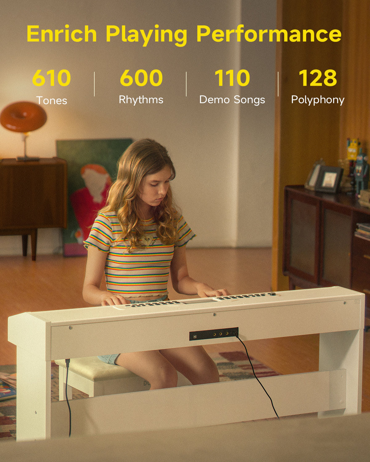 Donner DDP-95 Digital Piano 88-Key Weighted Keyboard, 610 Tones, 600 ...