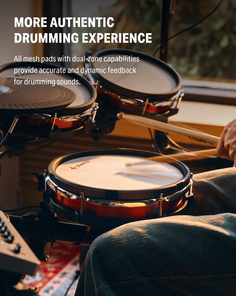 DED-300X Electronic Drum Set, Mesh Pads, 100 Kits, 900+ Sounds, USB ...