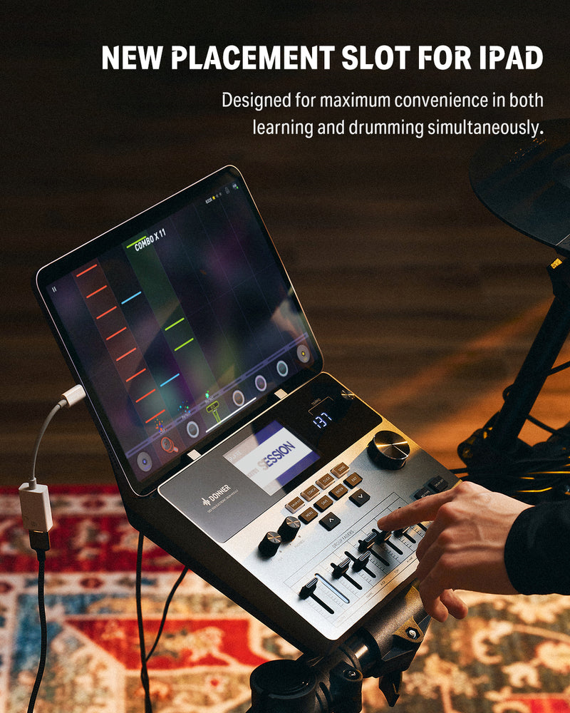 DED-300X Electronic Drum Set, Mesh Pads, 100 Kits, 900+ Sounds, USB ...