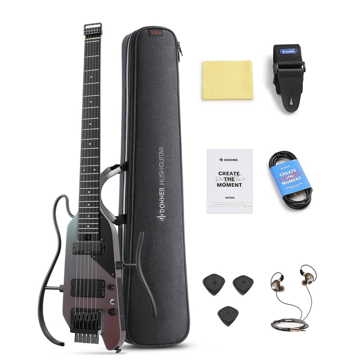 HUSH X PRO Electric Guitar Kit with Multi-Effects, Amp Modeling, 7 Tone ...