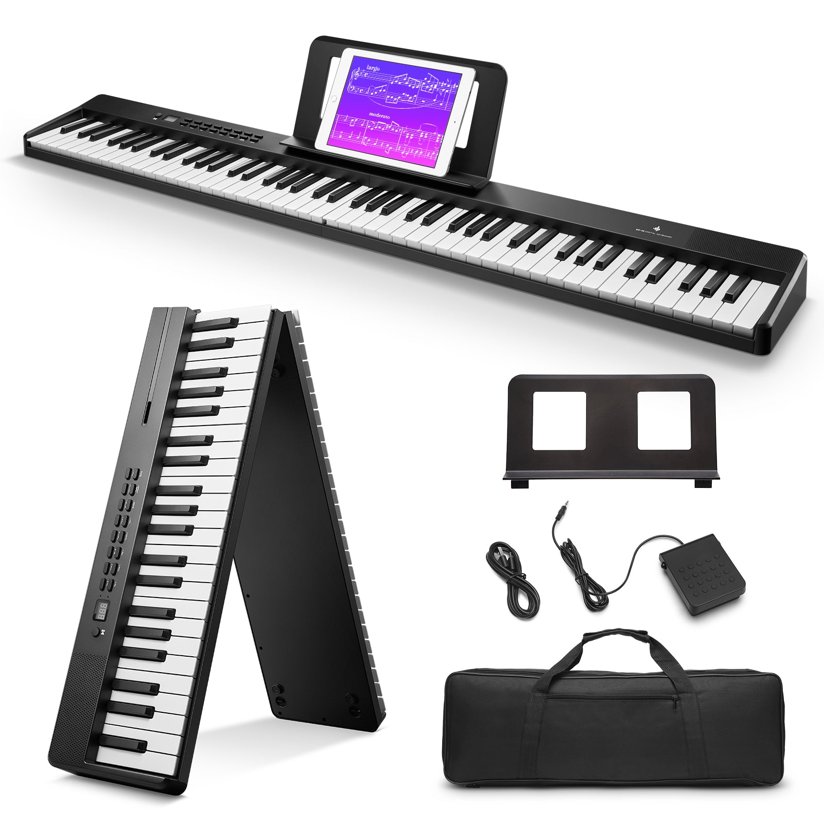 Donner DP-10 88-Key Foldable Semi-Weighted Digital Piano Kit with ...