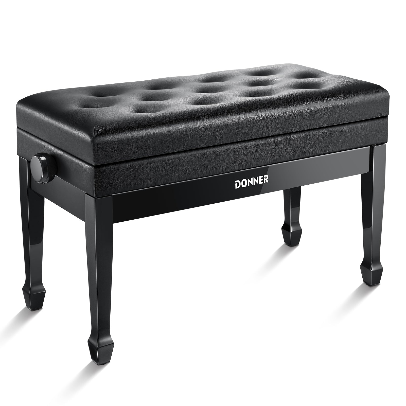 Adjustable Duet Piano Bench with Storage, Solid Wood, Comfortable Seat ...
