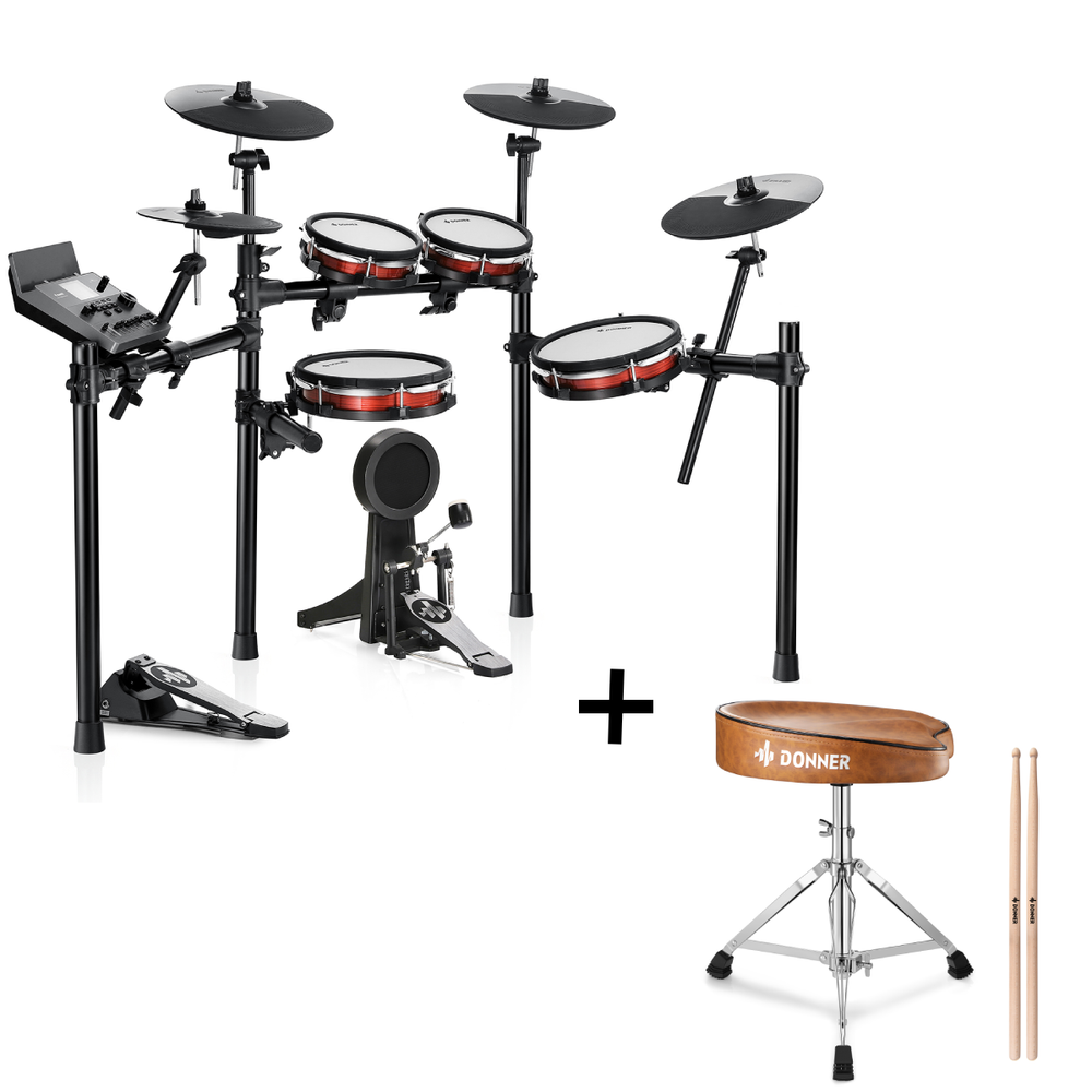 DED-300X Electronic Drum Set, Mesh Pads, 100 Kits, 900+ Sounds, USB ...