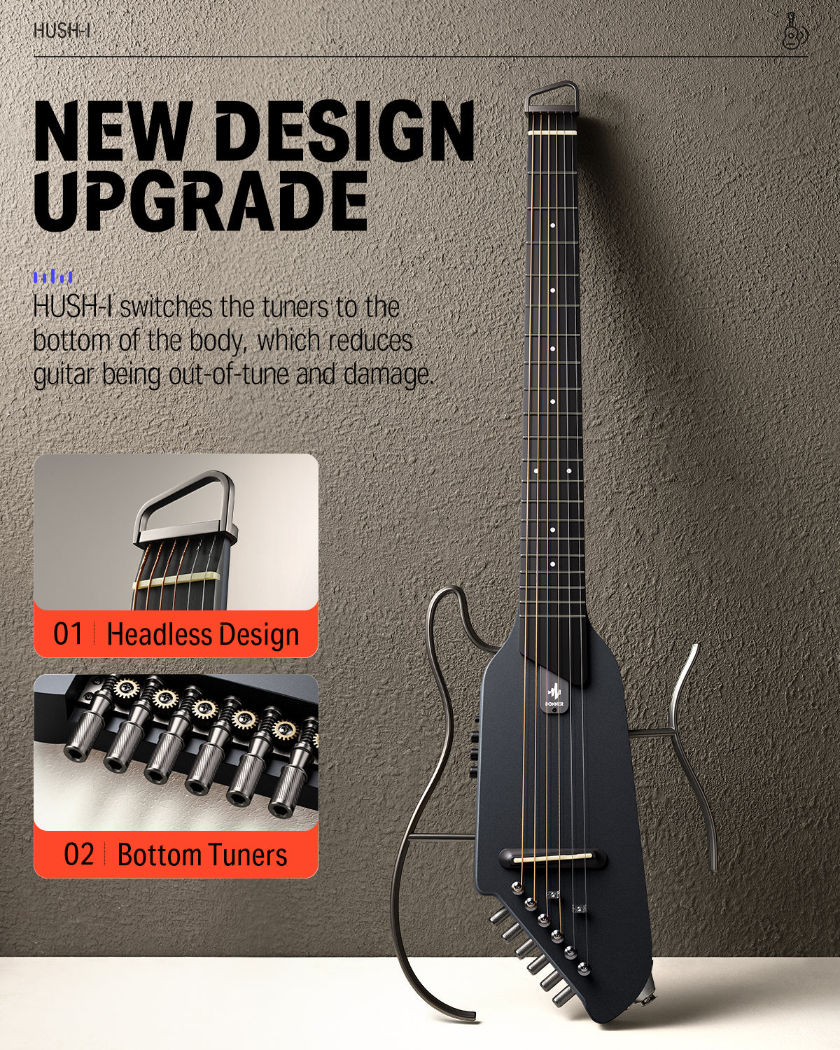 Donner HUSH-I Headless Hush Guitar Kit | Donner Music - UK