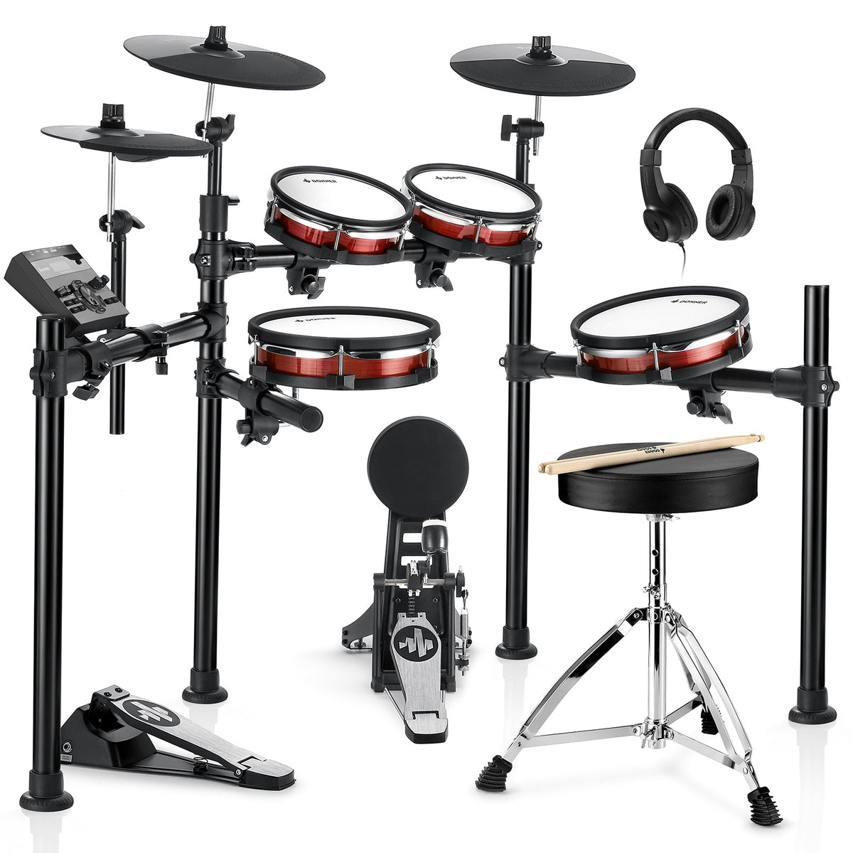 DED-200 MAX Electronic Drum Set with Mesh Heads & 450+ Sounds - Donner